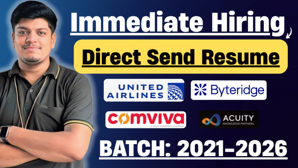 Immediate Joining Jobs | United Airlines, Comviva (Tech Mahindra), Byteridge Hiring - New Off ...