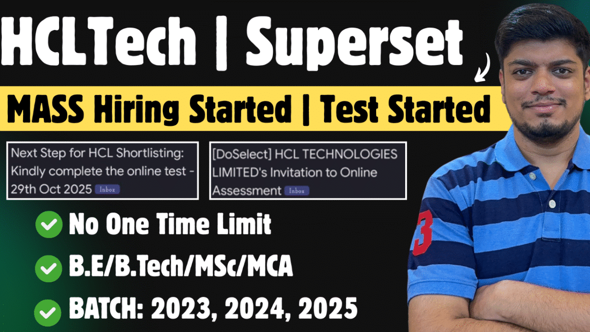 HCLTech Mass Hiring Started | Superset & Adobe Hiring | B.E/B.Tech/MSc (CS, IT, IS, ECE, EI)/MCA ...
