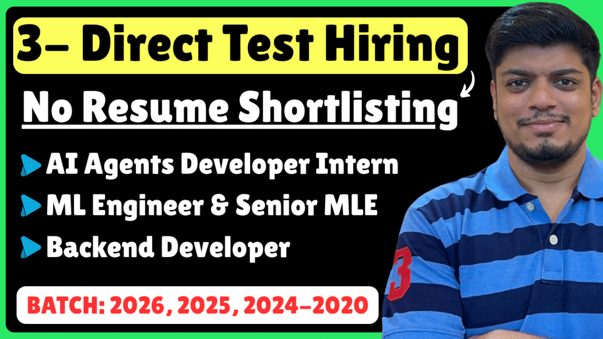3 Direct Test Hiring | No Shortlisting | Freshers/Graduates ...